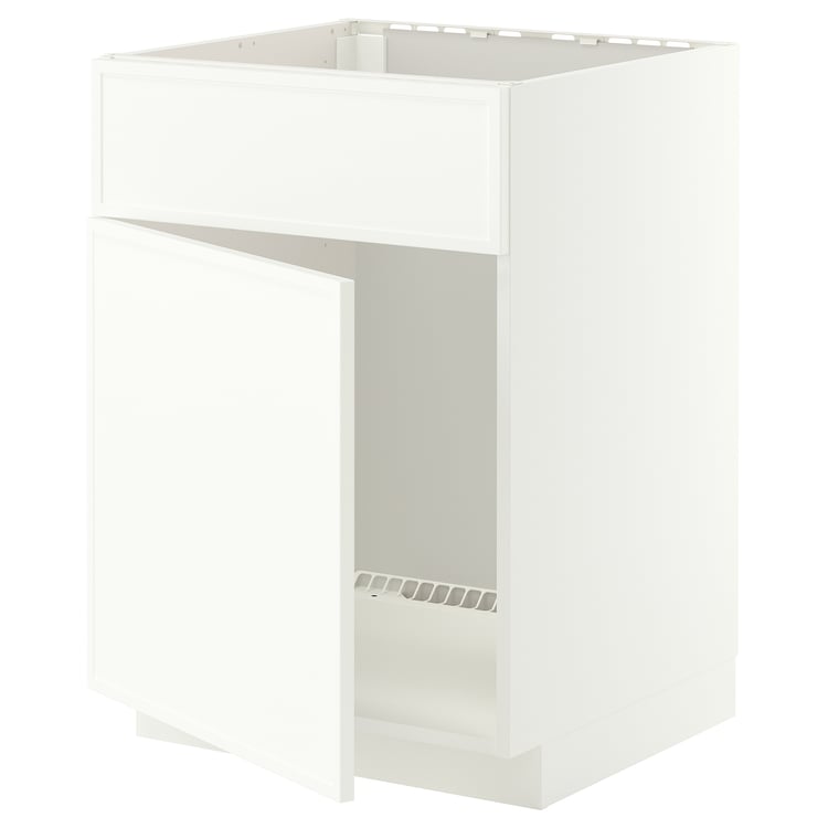 METOD base cabinet f sink w door/front, white/Aspudden matt white ...