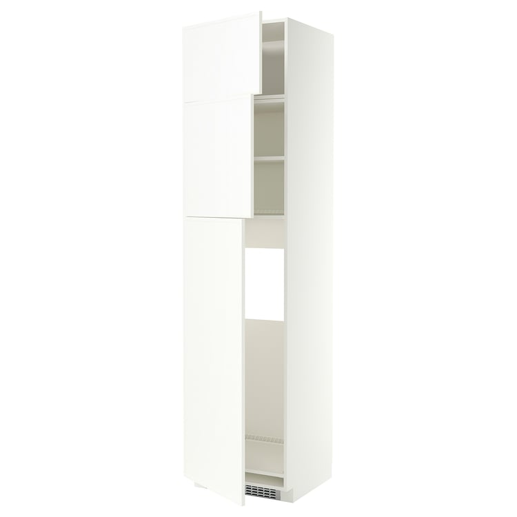 METOD high cab for fridge with 3 doors, white/Aspudden matt white ...