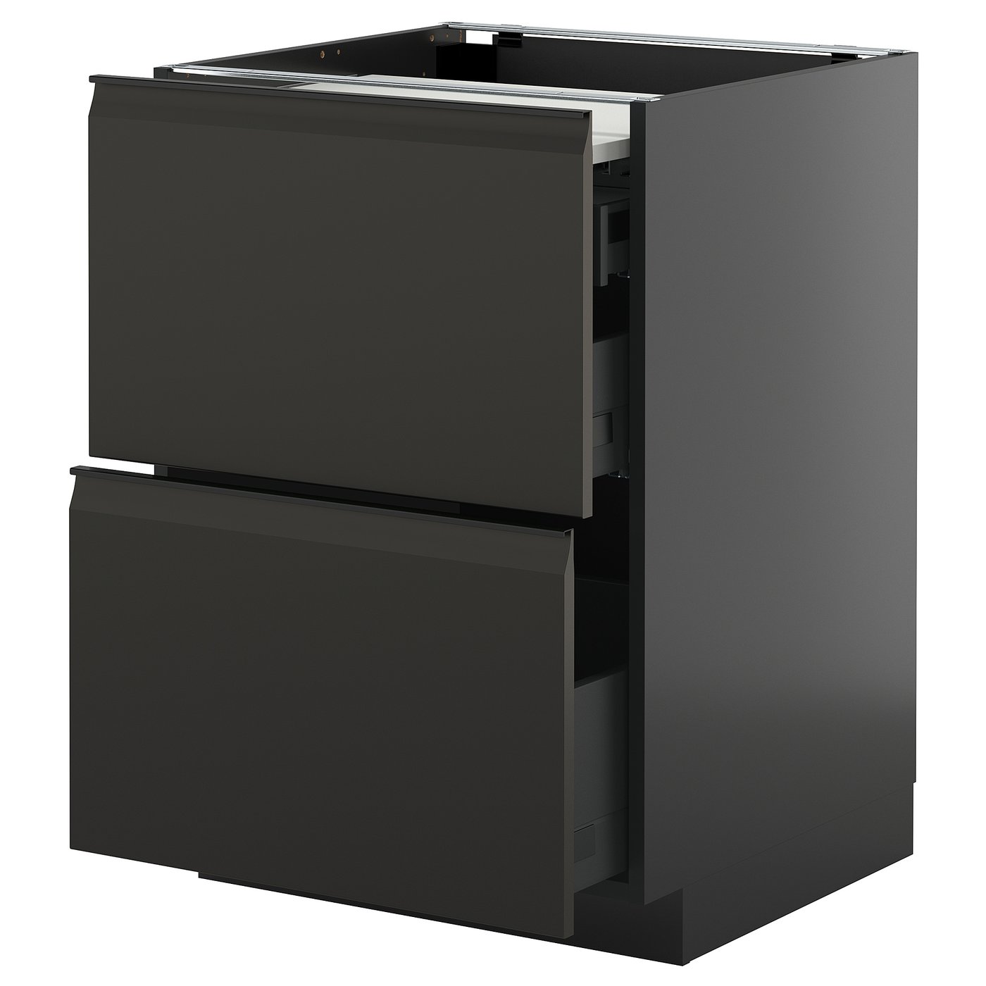 METOD / KNIVSHULT bc w pull-out work surface/3drw, black-grey/Upplöv ...