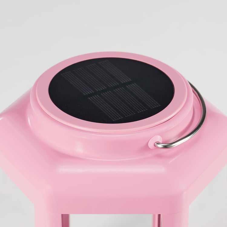 SOLVINDEN LED solar-powered table lamp, lantern/pink, 17 cm - IKEA Finland