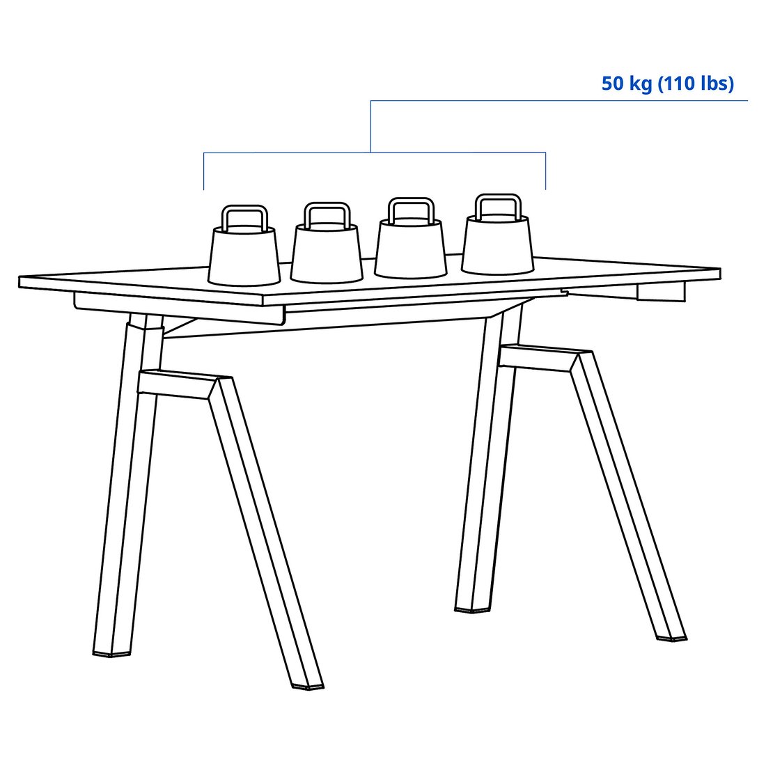 TROTTEN desk sit/stand, electric/white, 120x70 cm - IKEA Finland