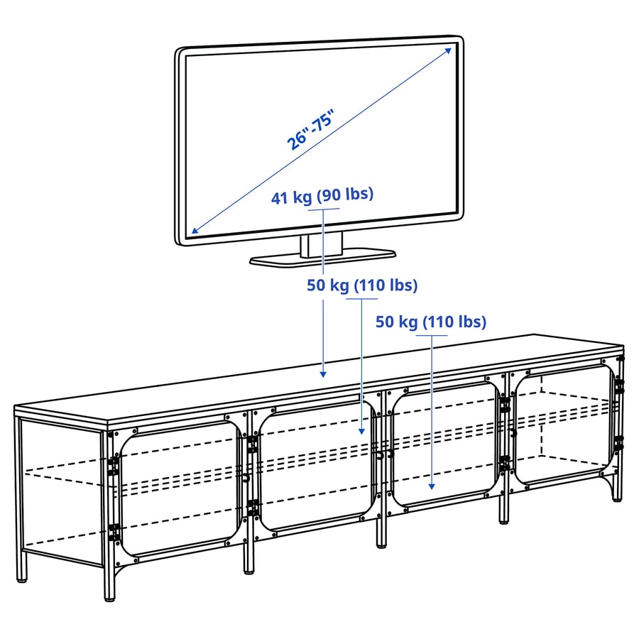 FJÄLLBO Tv-taso, musta, 198x45x54 cm - IKEA