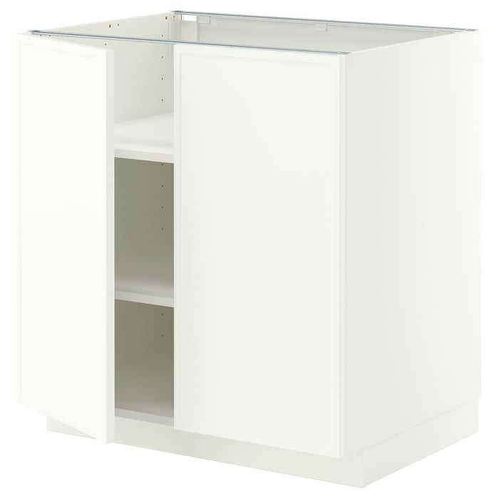 METOD bänkskåp med hyllplan/2 dörrar, vit/Aspudden matt vit, 80x60 cm ...