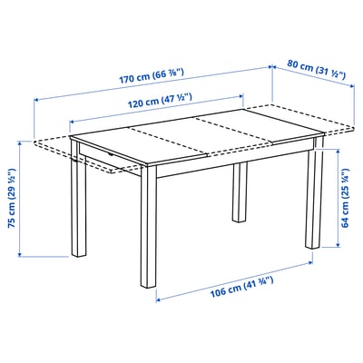 ÅLHULT table extensible, noir/brun, 120/170x80 cm - IKEA