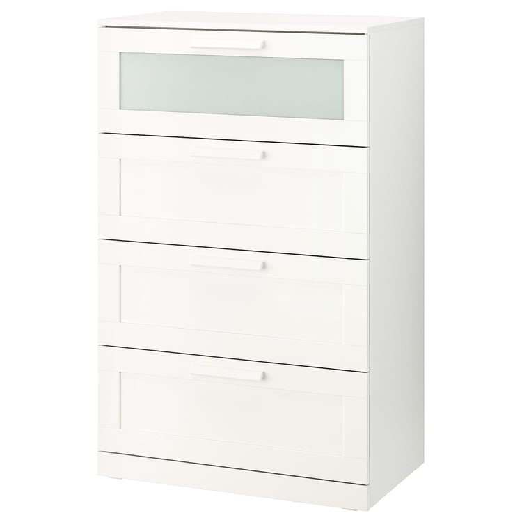 BRIMNES Commode 4 tiroirs, blanc, verre givré, 78x124 cm - IKEA