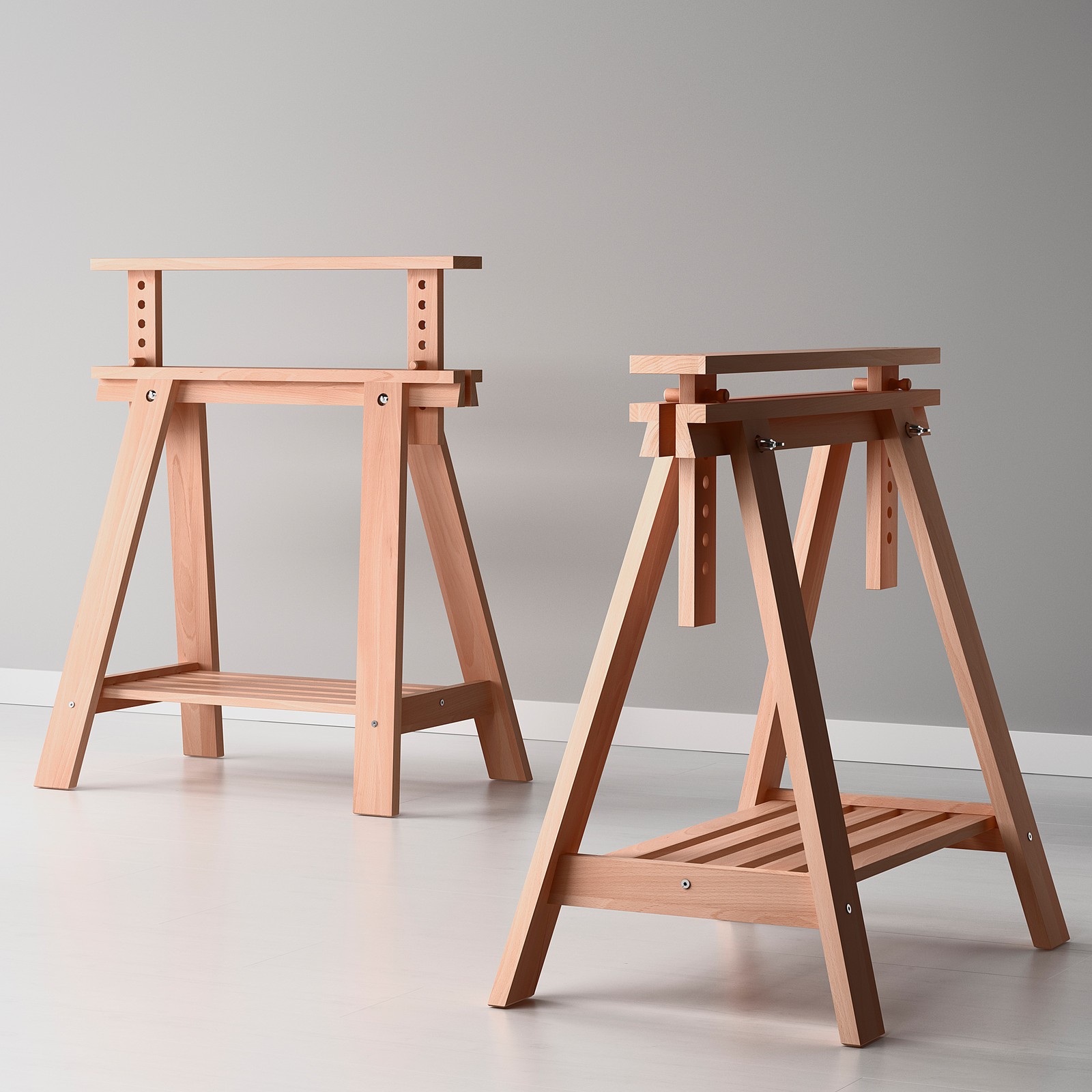 FINNVARD Tréteau avec étagère, hêtre, 70x71/93 cm - IKEA