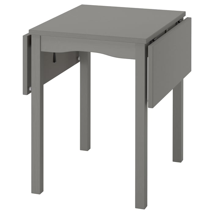 HAUGA table à rabat, gris/plaqué bouleau, 55/82/109x74 cm - IKEA