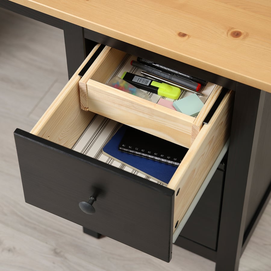 HEMNES bureau, brun noir/brun clair, 155x65 cm - IKEA