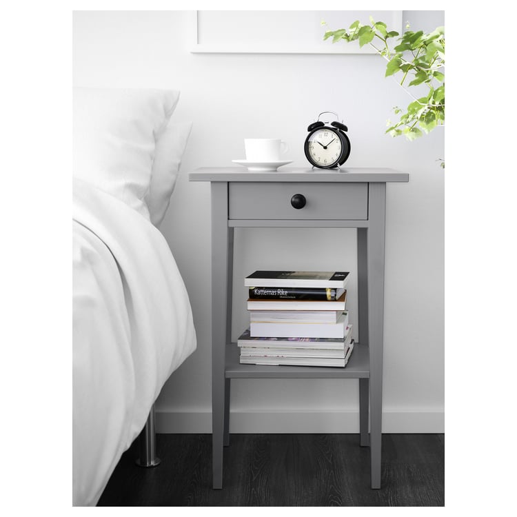 HEMNES table de chevet, gris teinté, 46x35 cm - IKEA