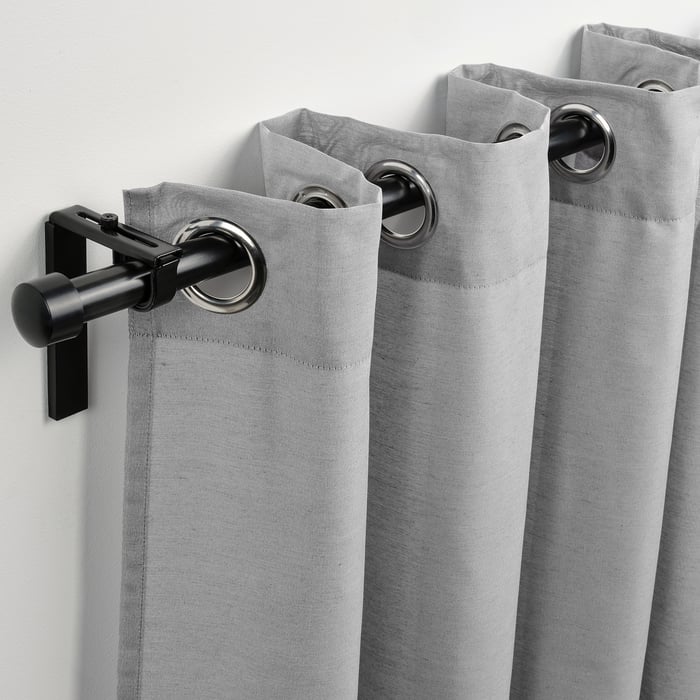 HILJA rideaux, 2 pièces, gris avec oeillets, 145x250 cm - IKEA