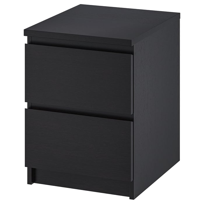 MALM Commode 2 tiroirs, brun noir, 40x55 cm - IKEA