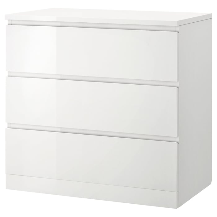 MALM Commode 3 tiroirs, blanc brillant blanc, 80x78 cm - IKEA