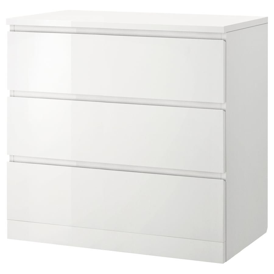 MALM Commode 3 tiroirs, blanc brillant blanc, 80x78 cm - IKEA