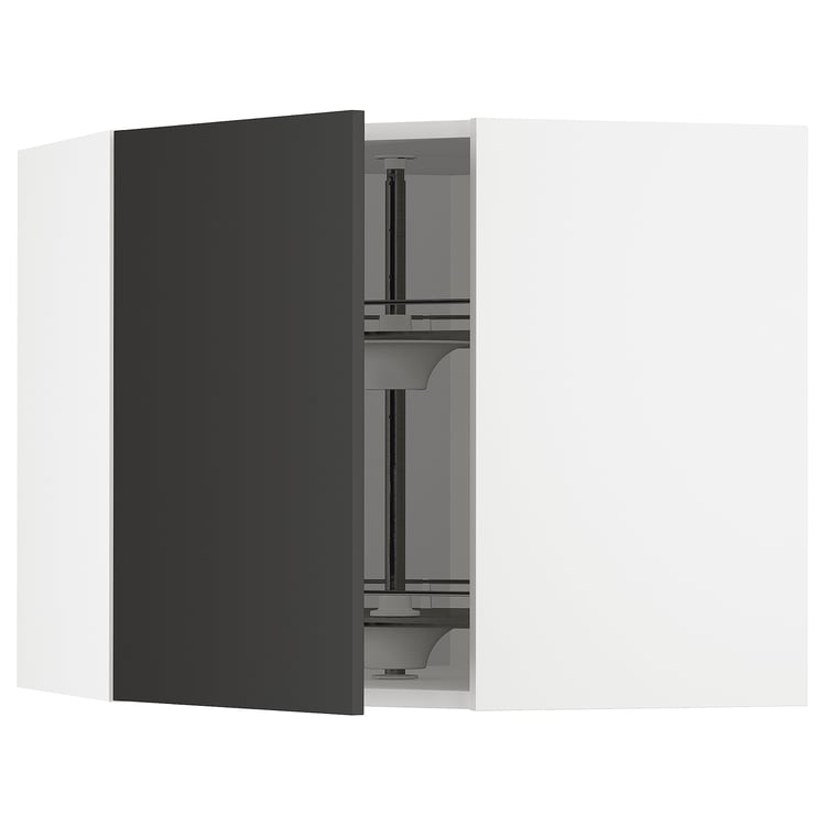 METOD Élément angle mural+rangement pivot, blanc/Nickebo anthracite mat ...