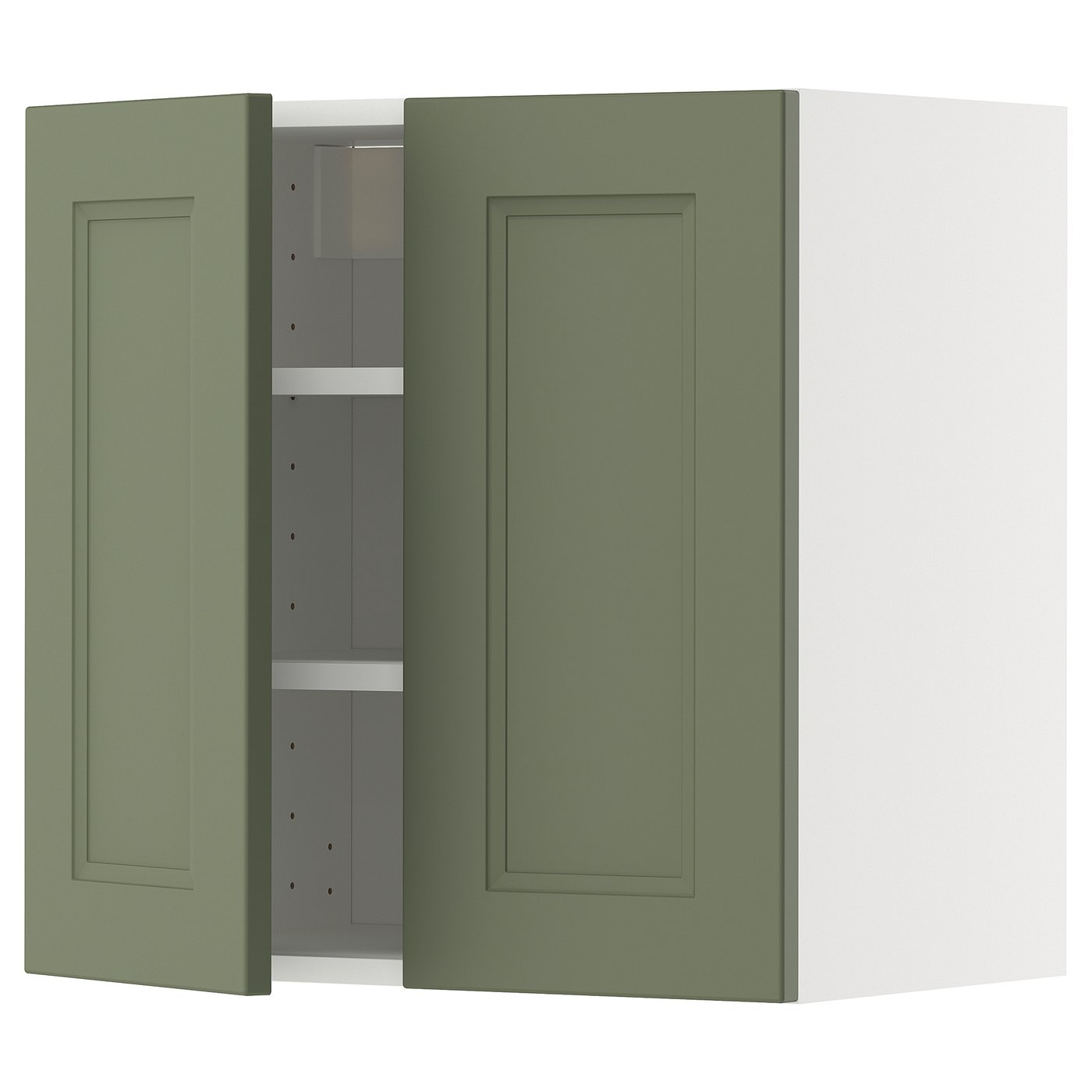 METOD élément mural tablettes/2portes, blanc/Axstad gris vert, 60x60 cm ...