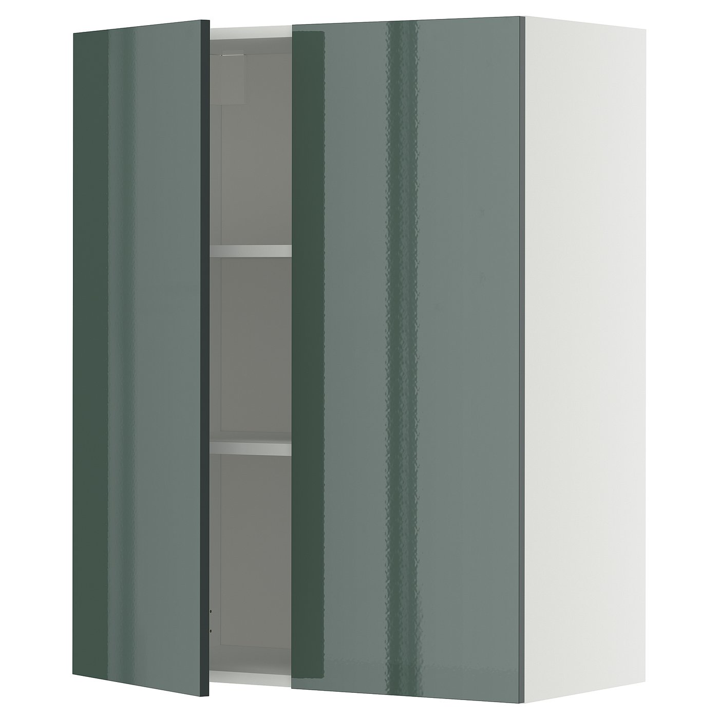 METOD élément mural tablettes/2portes, blanc/Kallarp gris-vert foncé ...