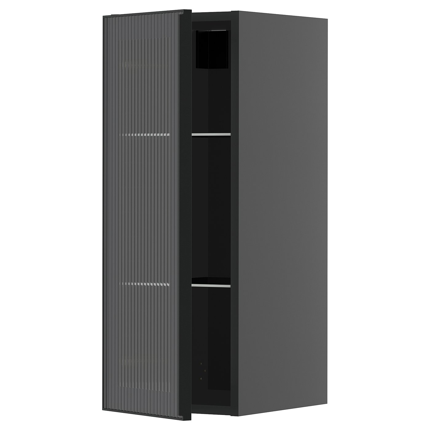 METOD élément mural+tablettes/pte vitrée, noir-gris/Hejsta verre ...