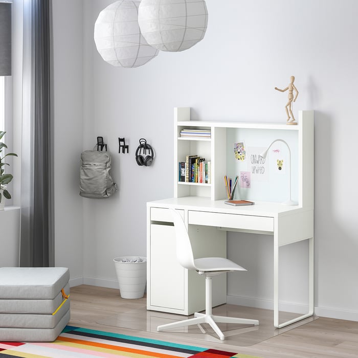 MICKE bureau, blanc, 105x50 cm - IKEA