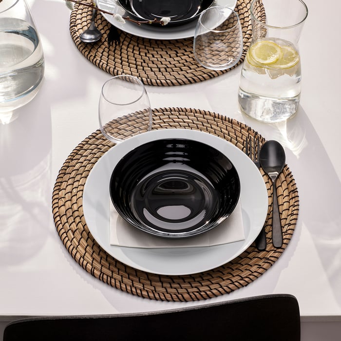 NÄTBARB assiette creuse, noir, 19 cm - IKEA