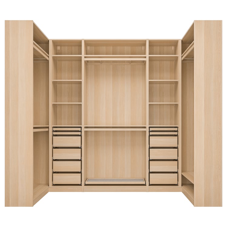 PAX armoire d'angle, effet chêne blanchi, 113/276/113x236 cm - IKEA