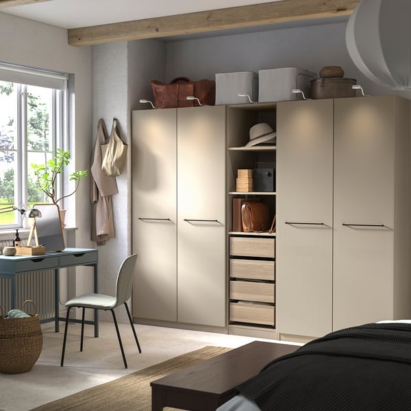 PAX / FORSAND combinaison armoire, gris-beige/effet chêne blanchi gris ...
