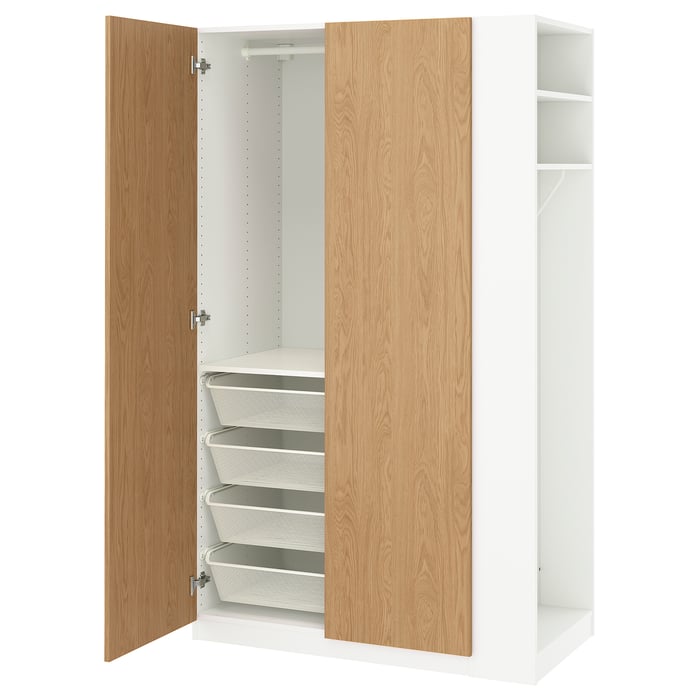 PAX / STORKLINTA combinaison armoire, blanc motif chêne/blanc, 120x60x201 cm - IKEA