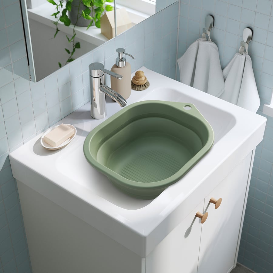 PEPPRIG baquet à vaisselle, pliable/vert, 10 l - IKEA