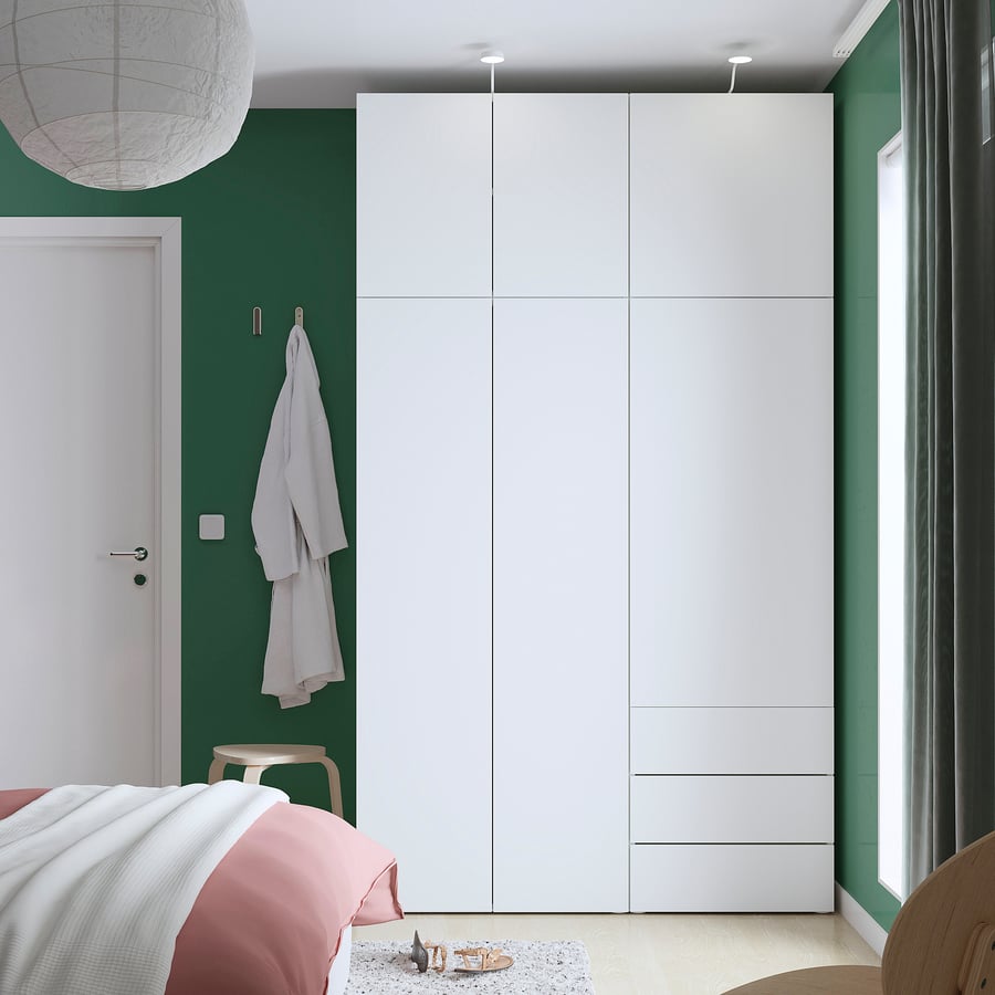 PLATSA armoire avec 6 portes+3 tiroirs, blanc/Fonnes blanc, 140x57x241 ...