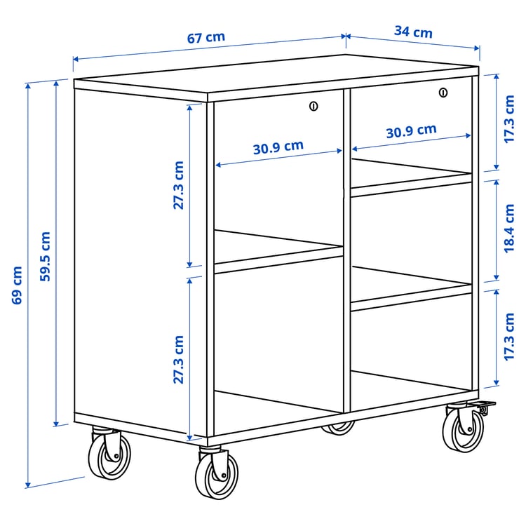 RÅVAROR Étagère sur roulettes, plaqué chêne, 67x69 cm - IKEA