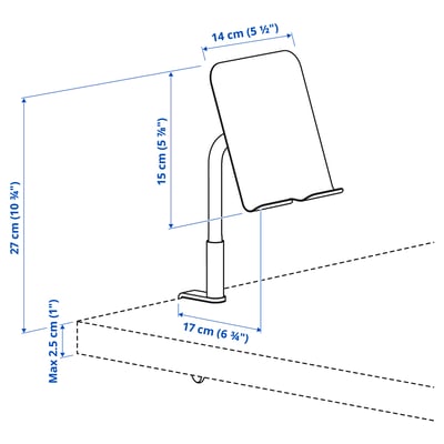 RELATERA support portable/tablette, avec pince/gris-vert clair - IKEA