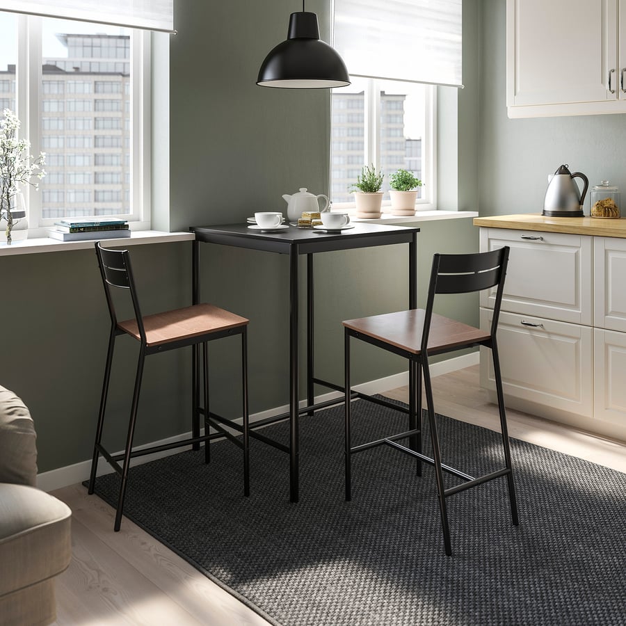 SANDSBERG / SANDSBERG table bar et 2 tabourets, noir/noir, 67x67 cm - IKEA