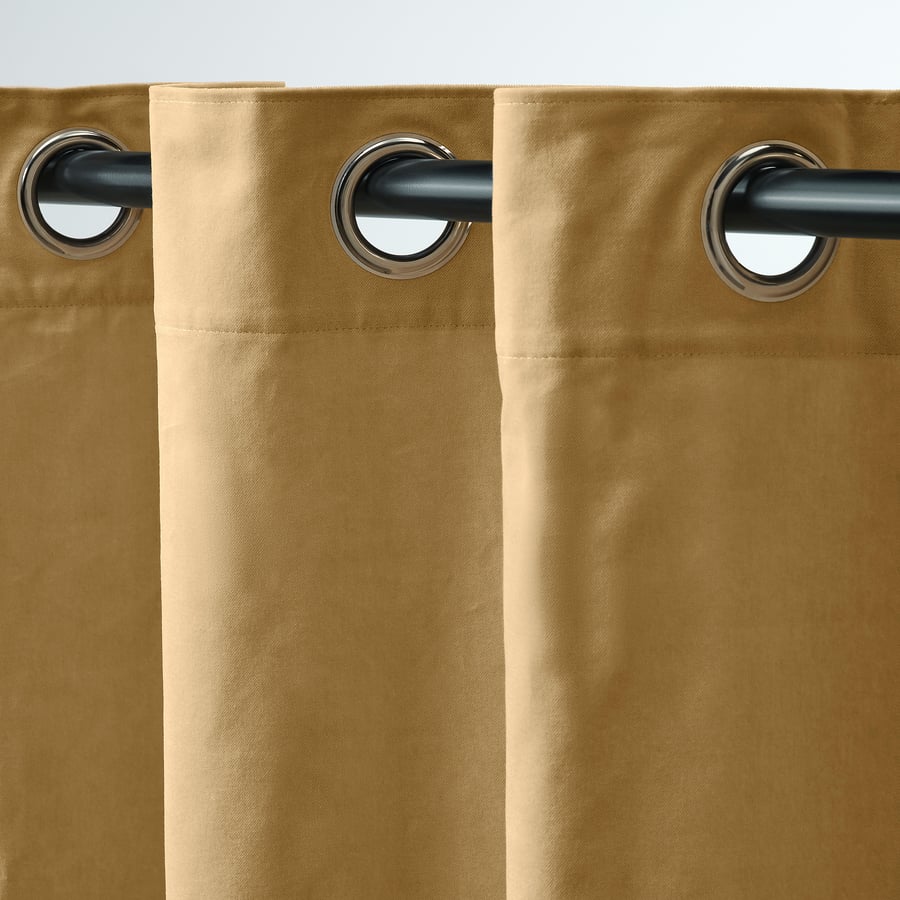 SANELA rideaux, 2 pièces, beige-jaune/avec oeillets, 140x250 cm - IKEA