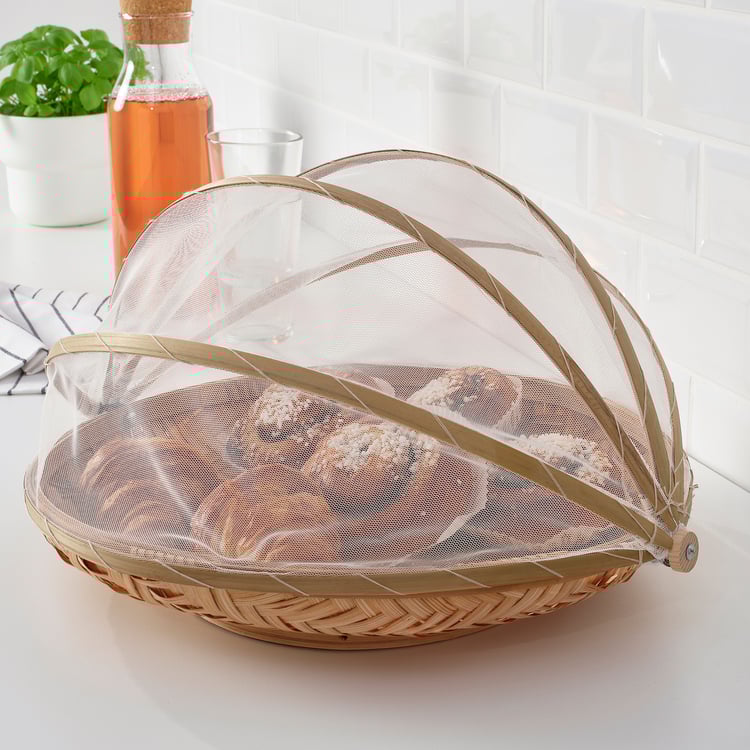 SNUSTORR Cloche alimentaire av plateau, fait main bambou, 40 cm - IKEA