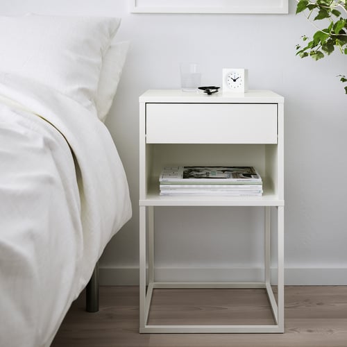 VIKHAMMER Table chevet, blanc, 40x39 cm - IKEA