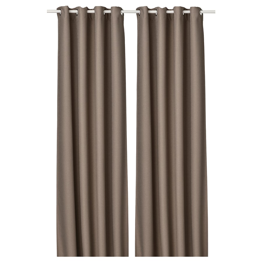 VILBORG rideaux assombrissants, 2 pièces, beige-gris foncé avec ...