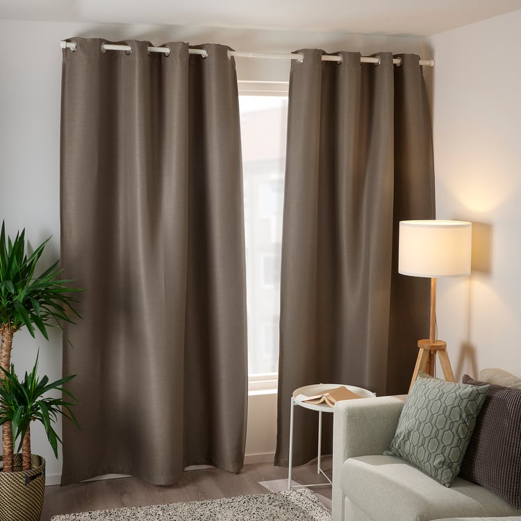 VILBORG rideaux assombrissants, 2 pièces, beige-gris foncé avec ...