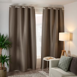 VILBORG Rideaux assombrissants, 2 pièces, beige-gris foncé avec ...