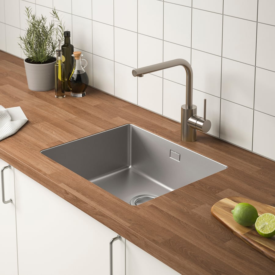 VRESJÖN Évier intégré, 1 bac, acier inoxydable pr plan travail ...
