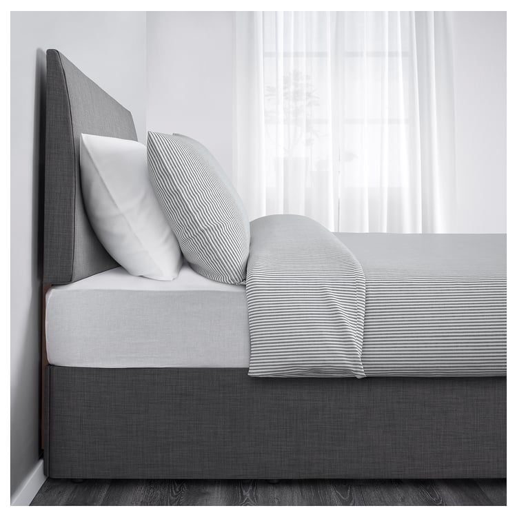 BALESTRAND Grey small double divan bed base with 1 drawer - IKEA UK