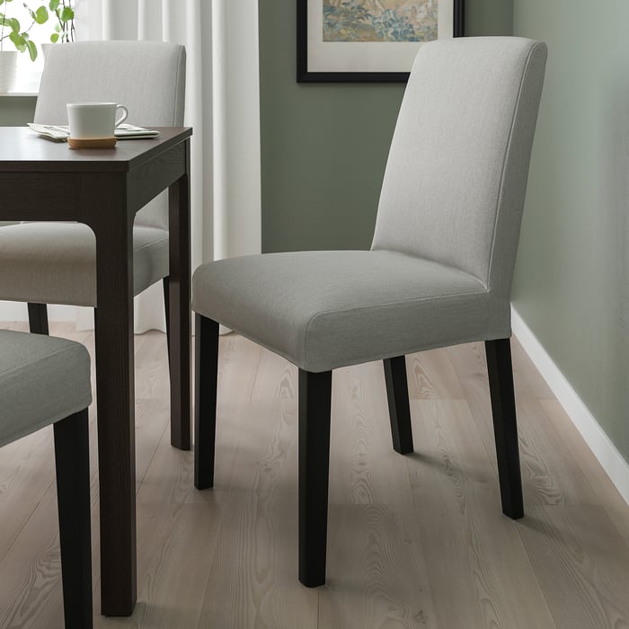 BERGMUND dining chair, black/Ramna light grey - IKEA UK
