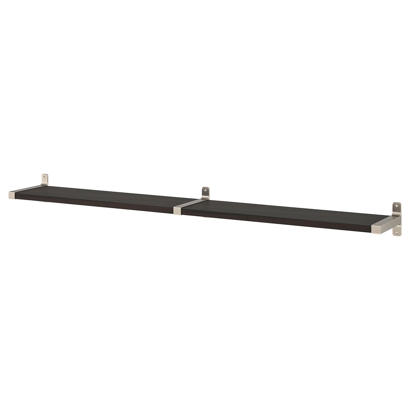 BERGSHULT / GRANHULT wall shelf, brown-black/nickel-plated, 160x20 cm ...