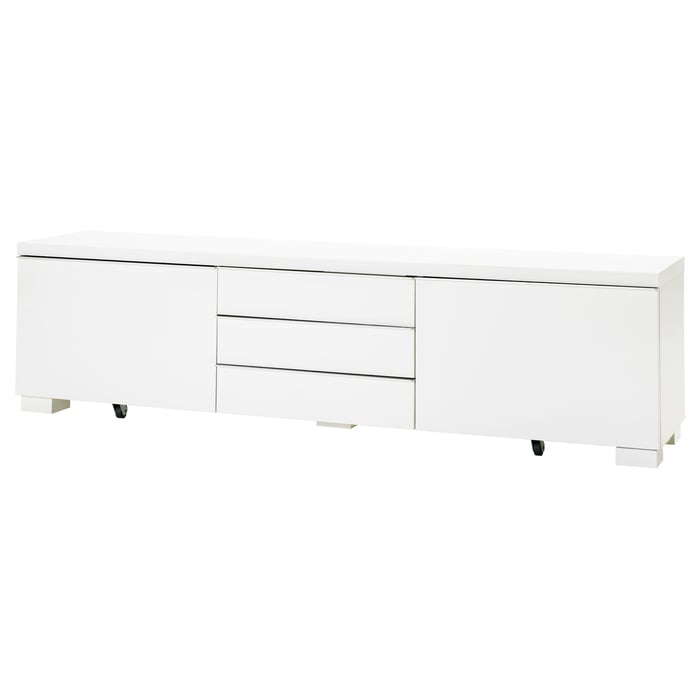 BYÅS TV bench, high-gloss white, 160x42x45 cm - IKEA UK