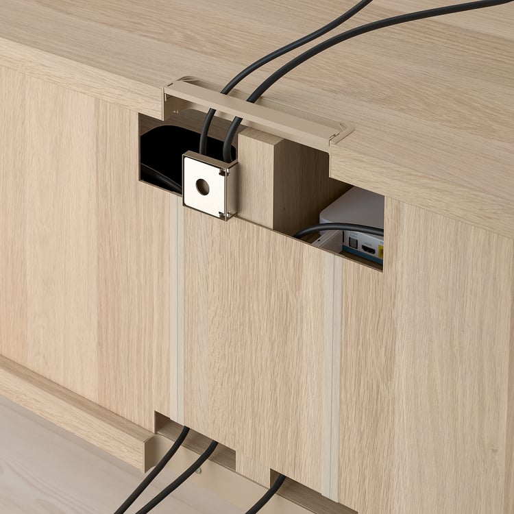 BESTÅ / EKET TV cabinet, white stained oak effect/white, 180x42x170 cm ...