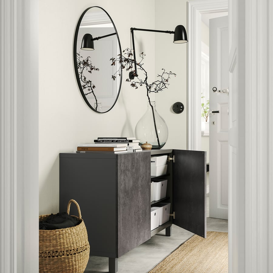 BESTÅ storage combination with doors, dark grey Kallviken/dark grey ...