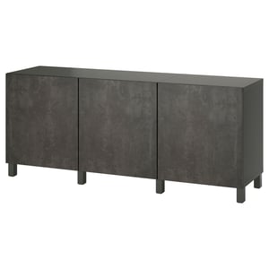 BESTÅ Storage combination with doors, dark grey/Kallviken/Stubbarp dark ...