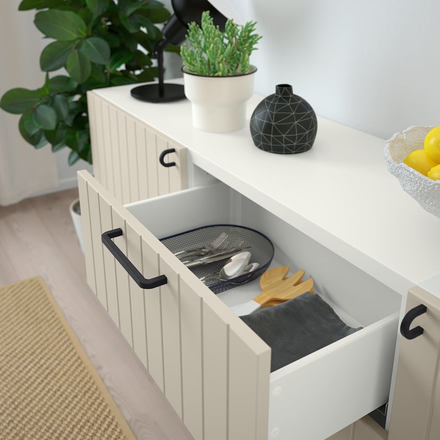 BESTÅ storage combination with drawers, white/Sutterviken/Kabbarp grey ...