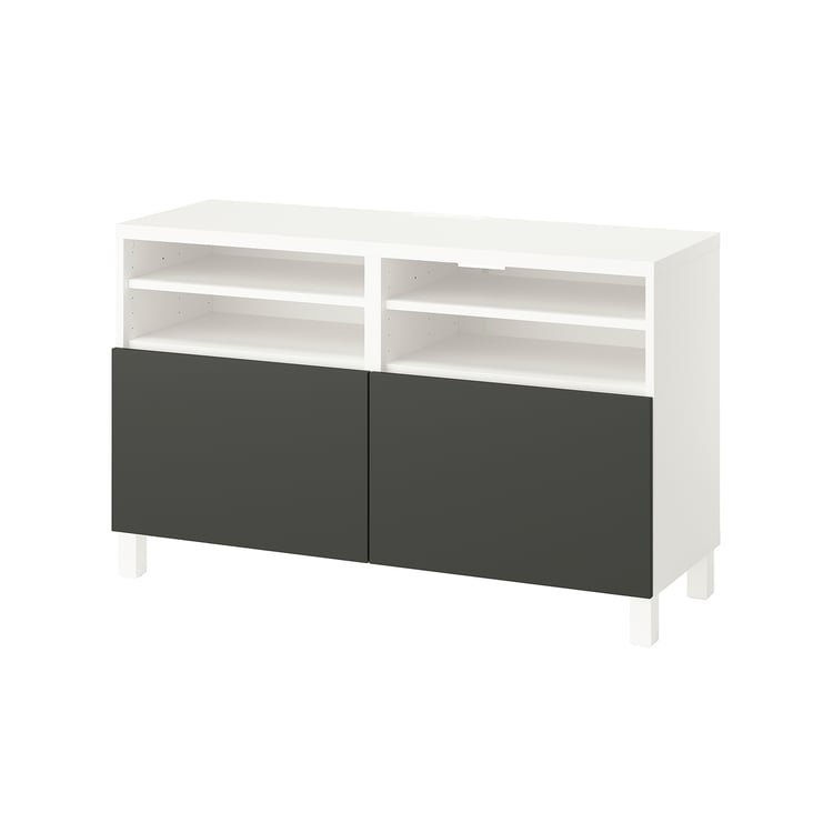 BESTÅ TV bench with doors, white/Lappviken/Stubbarp dark grey ...