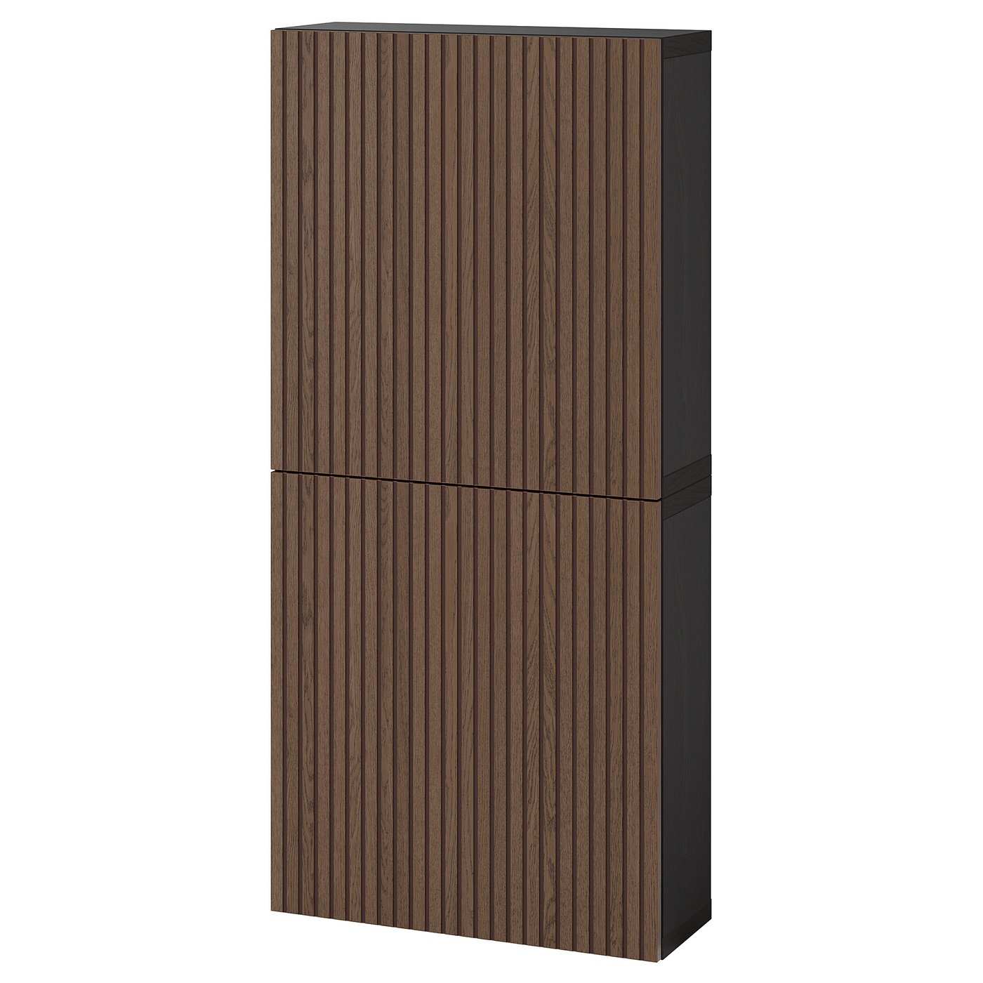 BESTÅ wall cabinet with 2 doors, black-brown Björköviken/brown stained ...