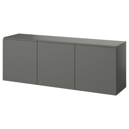 BESTÅ wall mounted cabinet, dark grey/Västerviken dark grey, 180x42x64 ...