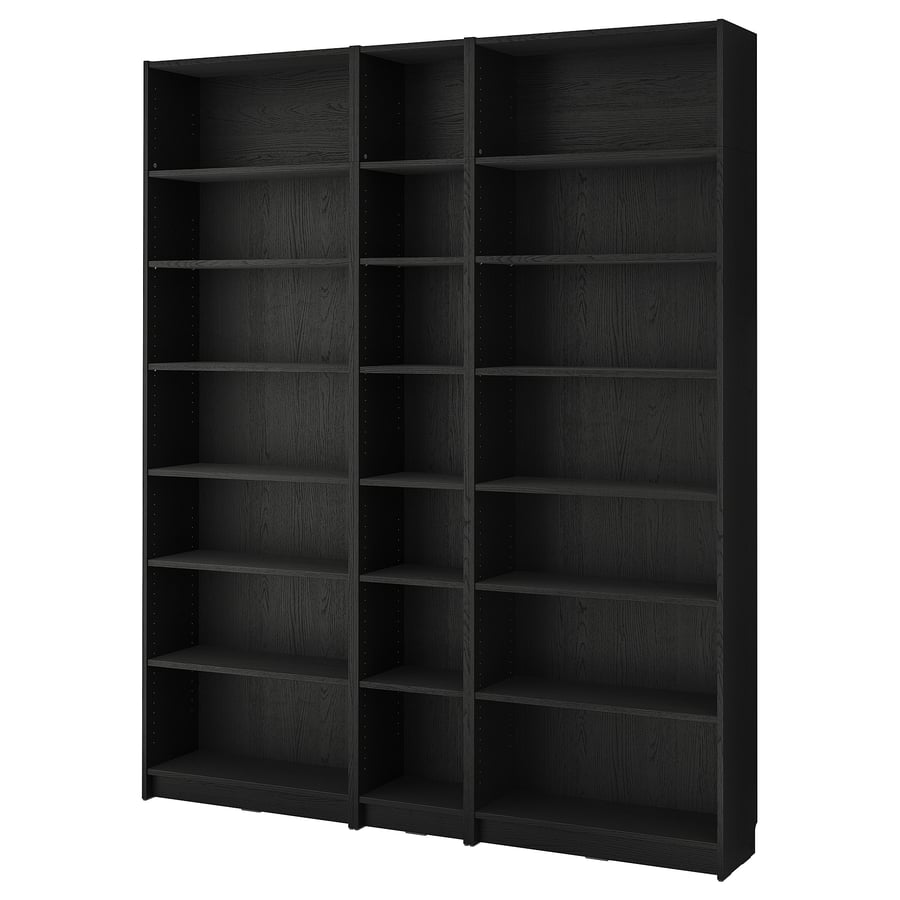 BILLY bookcase combination with extension units, black oak effect ...